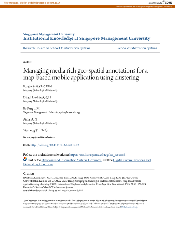 (PDF) Managing Media Rich Geo-spatial Annotations for a Map-Based ...