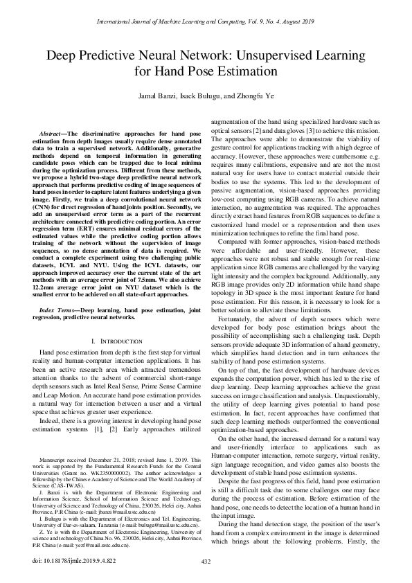 (PDF) Deep Predictive Neural Network: Unsupervised Learning for Hand Pose Estimation