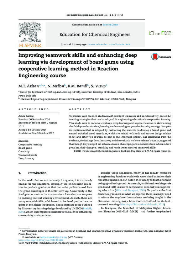 (PDF) Improving teamwork skills and enhancing deep learning via ...