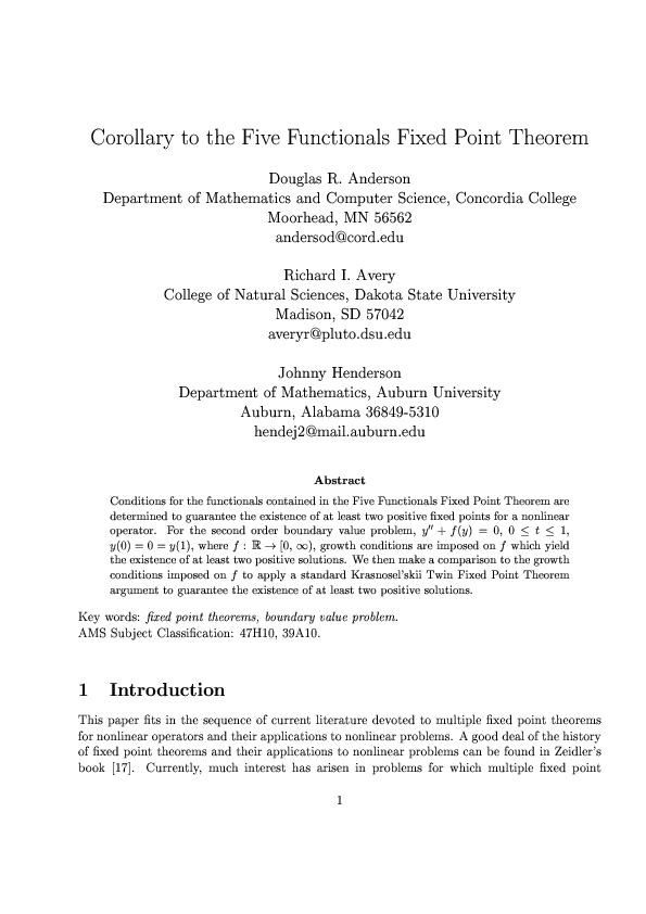 (PDF) Corollary to the Five Functionals Fixed Point Theorem