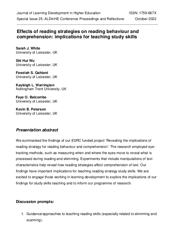 (PDF) Effects of reading strategies on reading behaviour and ...