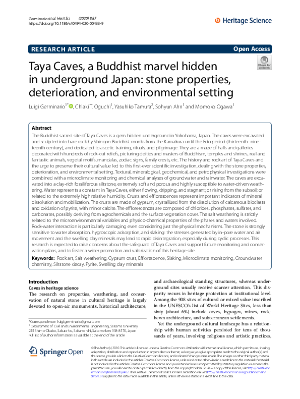 (PDF) Taya Caves, a Buddhist marvel hidden in underground Japan: stone ...