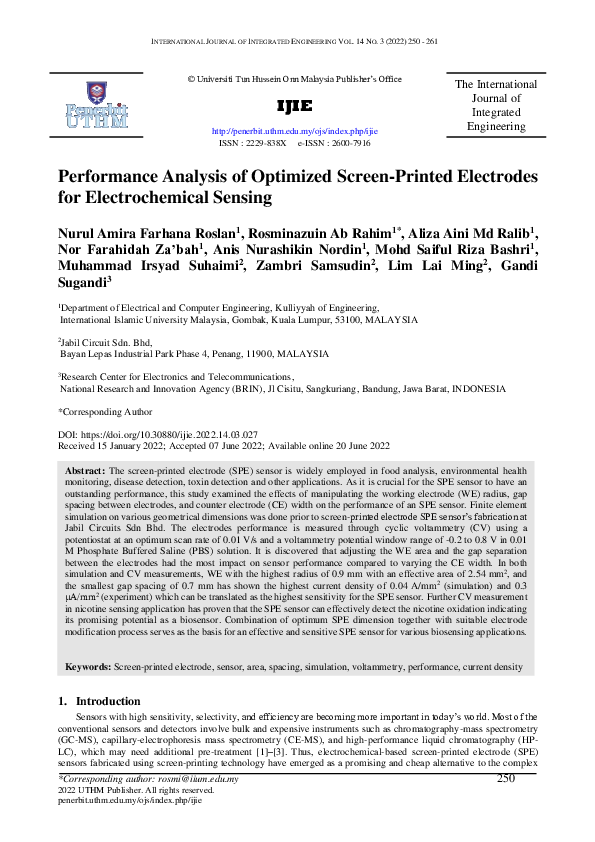 (PDF) Performance Analysis of Optimized Screen-Printed Electrodes for ...