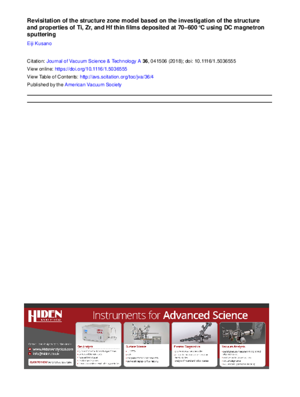 (PDF) Revisitation of the structure zone model based on the ...