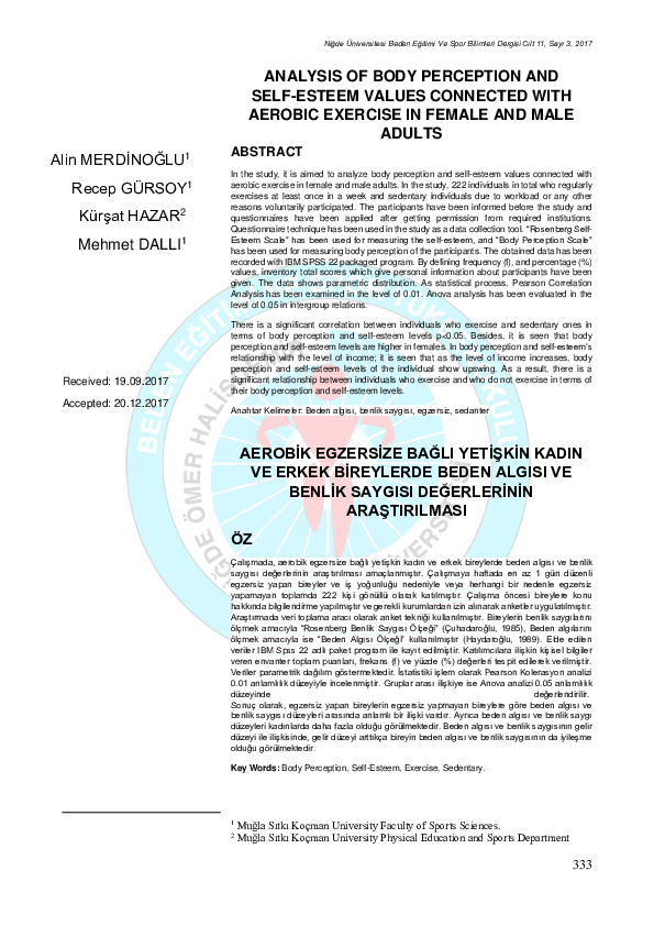 (PDF) Analysis of Body Perception and Self-Esteem Values Connected with ...
