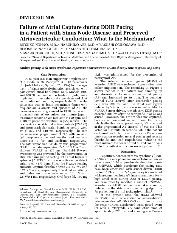 (PDF) Failure of Atrial Capture during DDIR Pacing in a Patient with ...