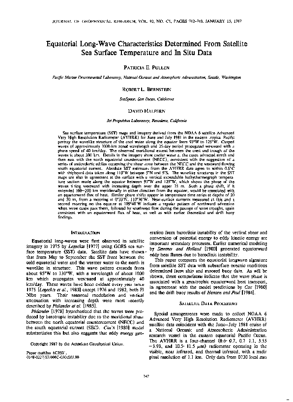 (PDF) Equatorial long‐wave characteristics determined from satellite ...