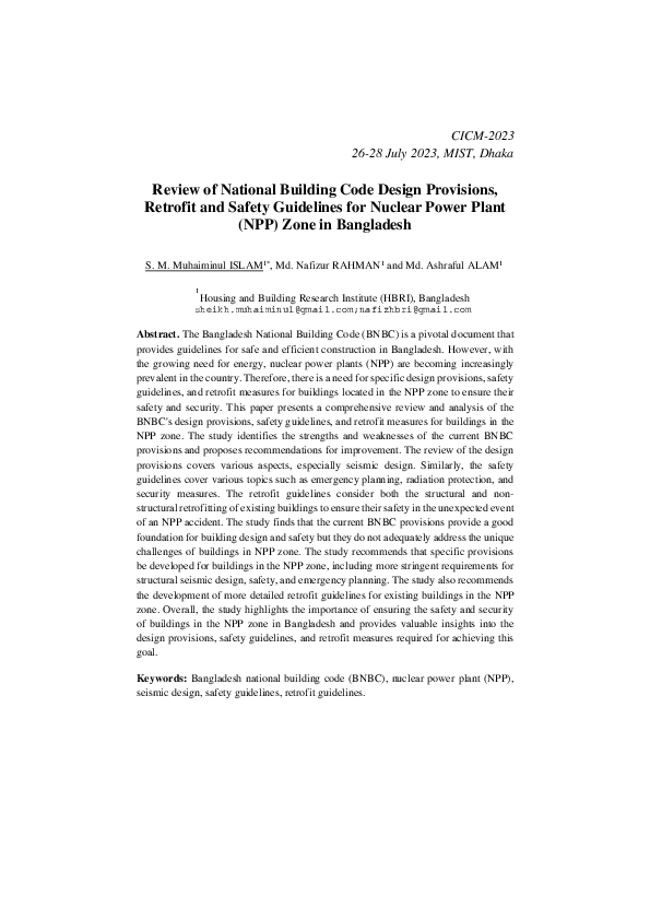 (PDF) Review of National Building Code Design Provisions, Retrofit and Safety Guidelines for ...