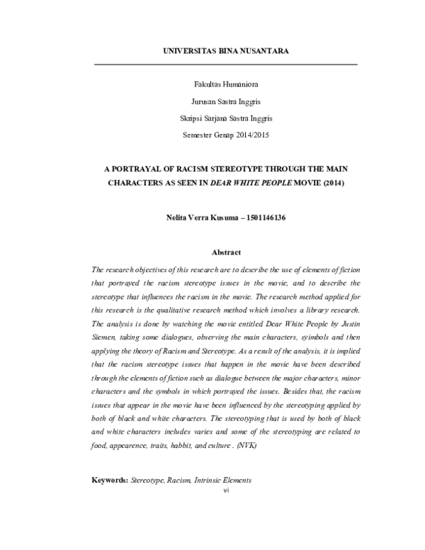 (PDF) A Portrayal of Racism Stereotype Through the Main Characters as ...