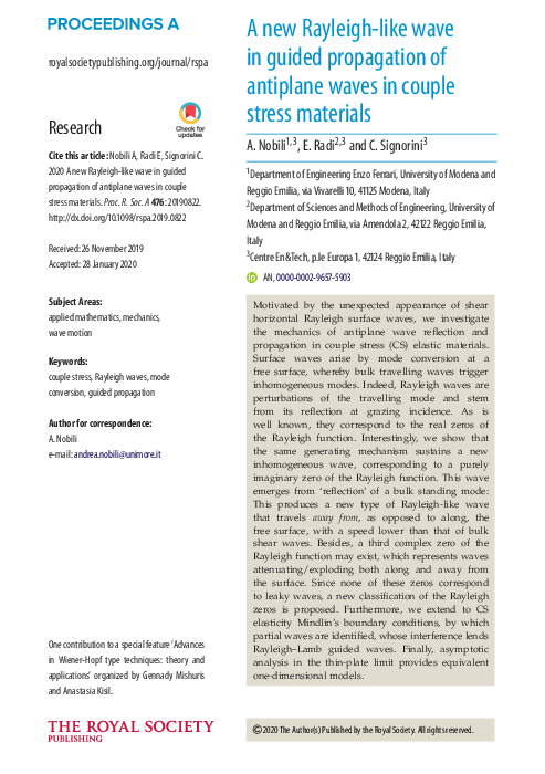 (PDF) A new Rayleigh-like wave in guided propagation of antiplane waves ...