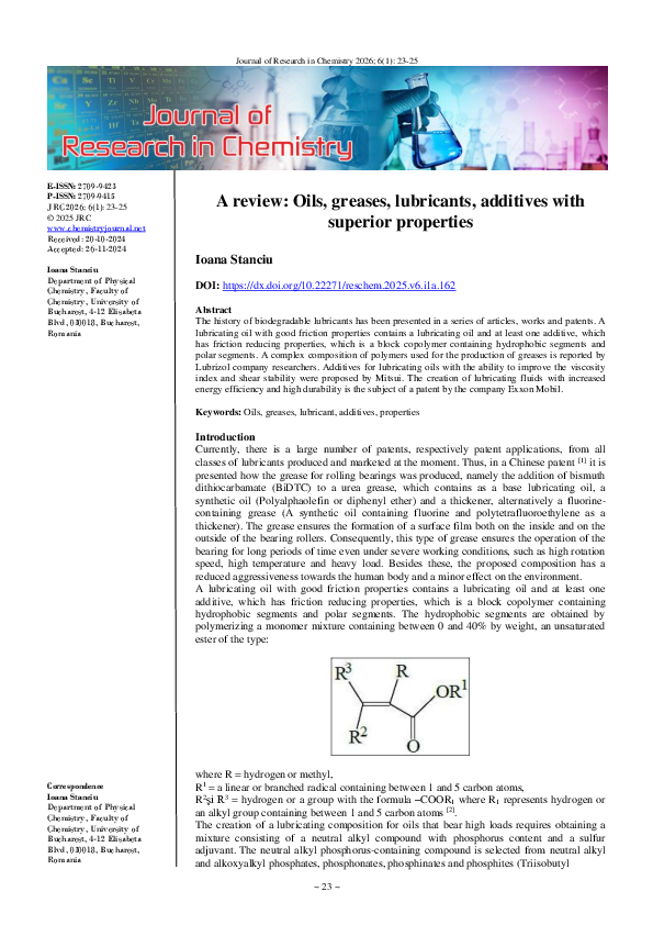 (PDF) A review: Oils, greases, lubricants, additives with superior ...