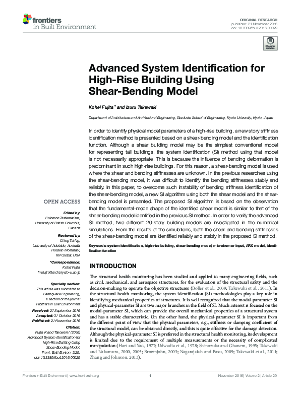 (PDF) Advanced System Identification for High-Rise Building Using Shear ...