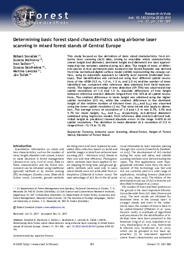 (PDF) Determining basic forest stand characteristics using airborne laser scanning in mixed ...