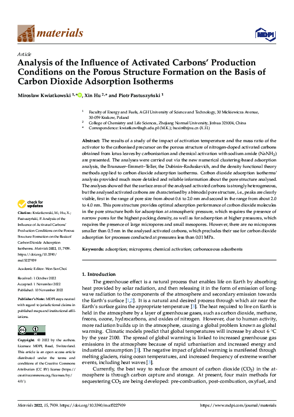 (PDF) Analysis of the Influence of Activated Carbons’ Production Conditions on the Porous ...
