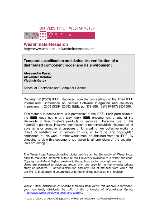 Pdf Temporal Specification And Deductive Verification Of A Distributed Component Model And Its