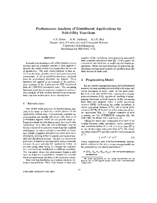 Pdf Performance Analysis Of Distributed Applications By Suitability Functions