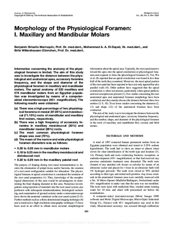 (PDF) Morphology of the Physiological Foramen: I. Maxillary and ...