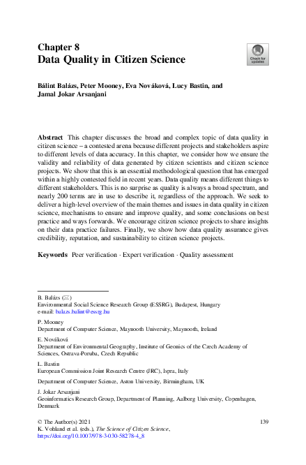 (PDF) Data Quality in Citizen Science