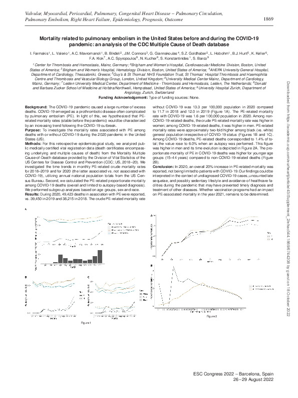 (PDF) Mortality related to pulmonary embolism in the United States ...