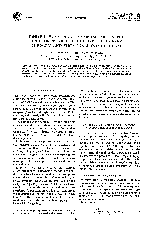 Pdf Finite Element Analysis Of Incompressible And Compressible Fluid