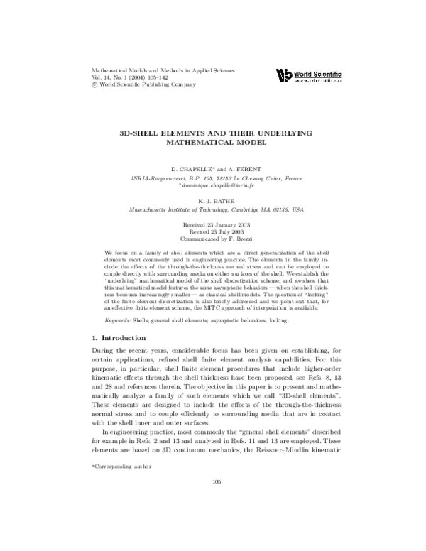 (PDF) 3D-SHELL Elements and Their Underlying Mathematical Model