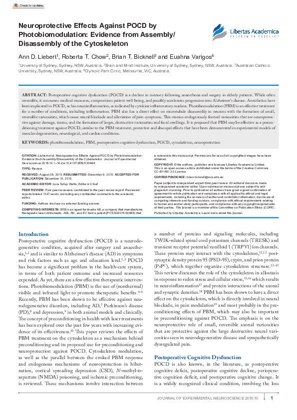 (PDF) Neuroprotective Effects against POCD by Photobiomodulation ...