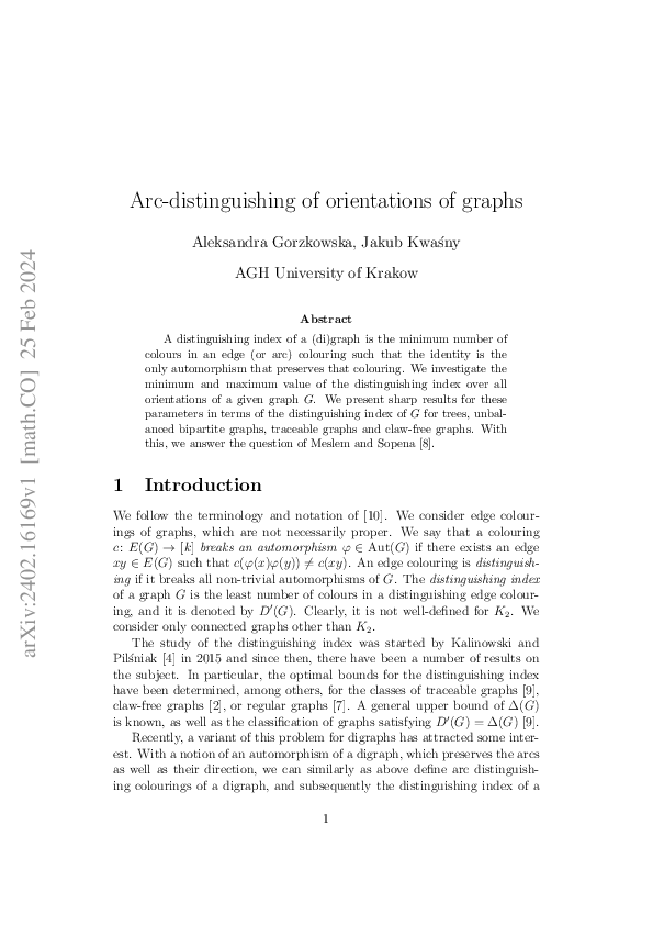 (PDF) Arc-distinguishing of orientations of graphs