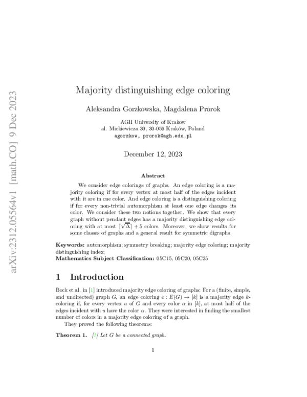 (PDF) Majority distinguishing edge coloring