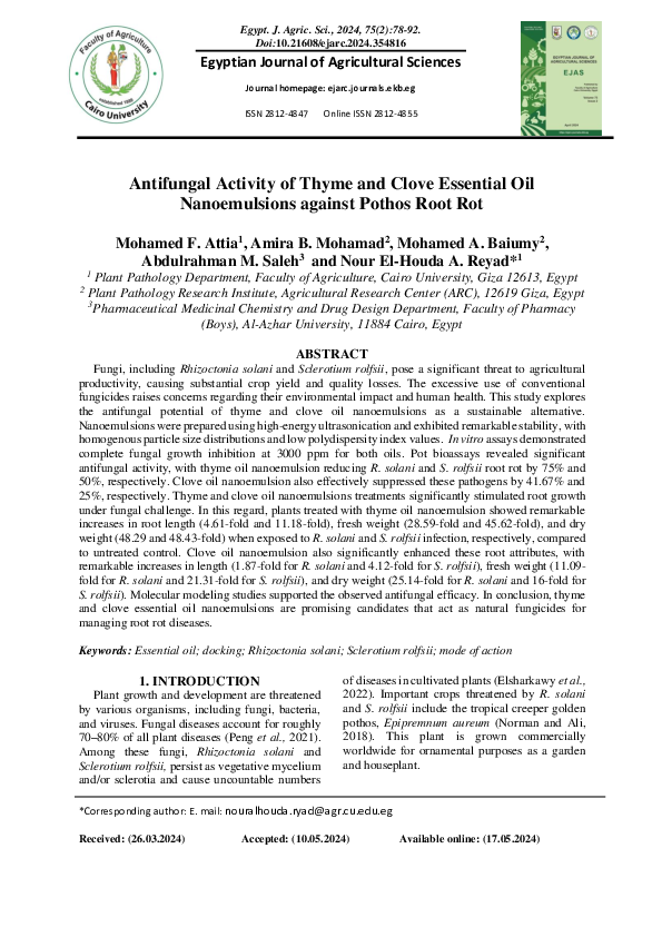 (PDF) Antifungal Activity of Thyme and Clove Essential Oil ...