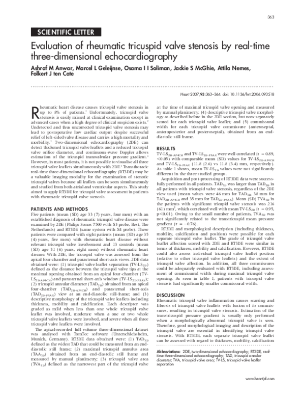 (PDF) Evaluation of rheumatic tricuspid valve stenosis by real-time three-dimensional ...
