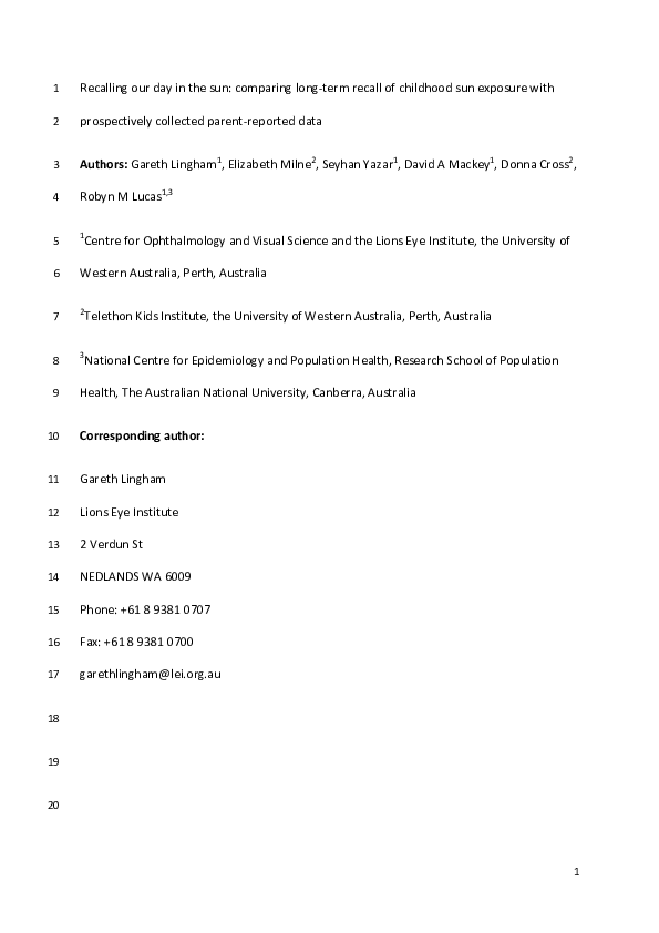 (PDF) Recalling our day in the sun: comparing long-term recall of ...