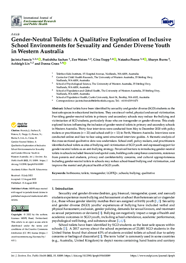 (PDF) Gender-Neutral Toilets: A Qualitative Exploration of Inclusive ...