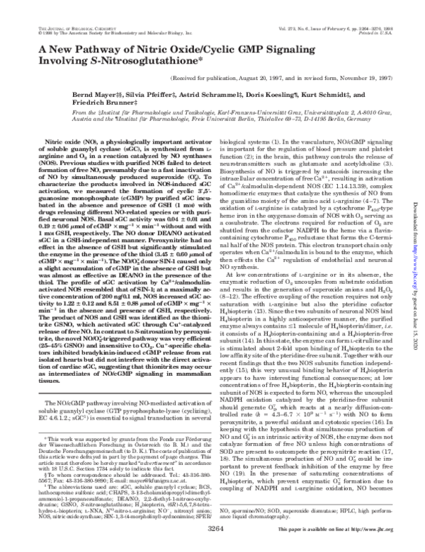 (PDF) A New Pathway of Nitric Oxide/Cyclic GMP Signaling InvolvingS ...