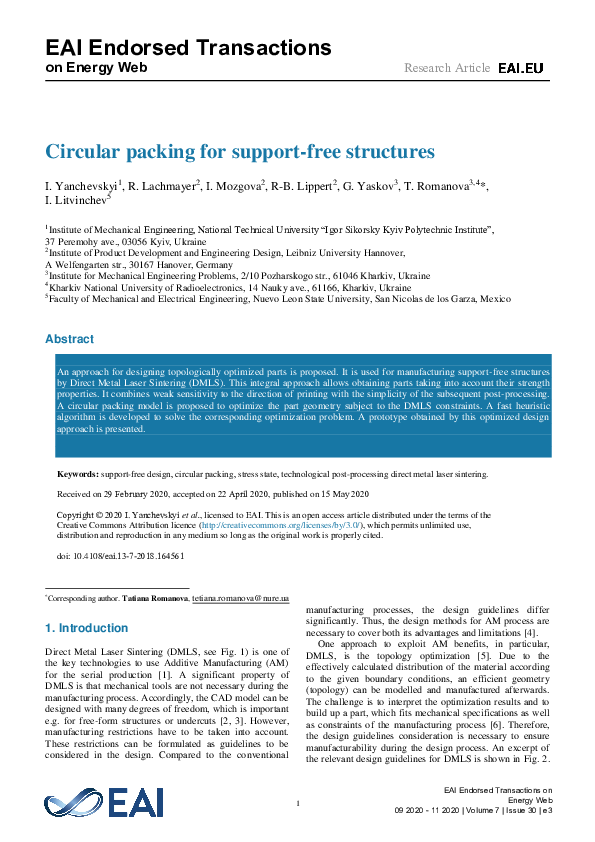 (PDF) Circular packing for support-free structures