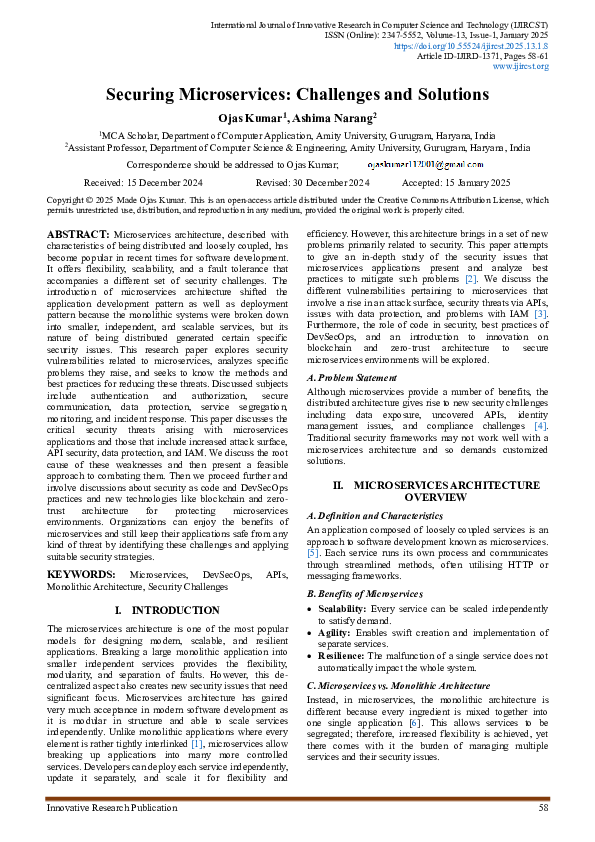 (PDF) Securing Microservices Challenges and Solutions