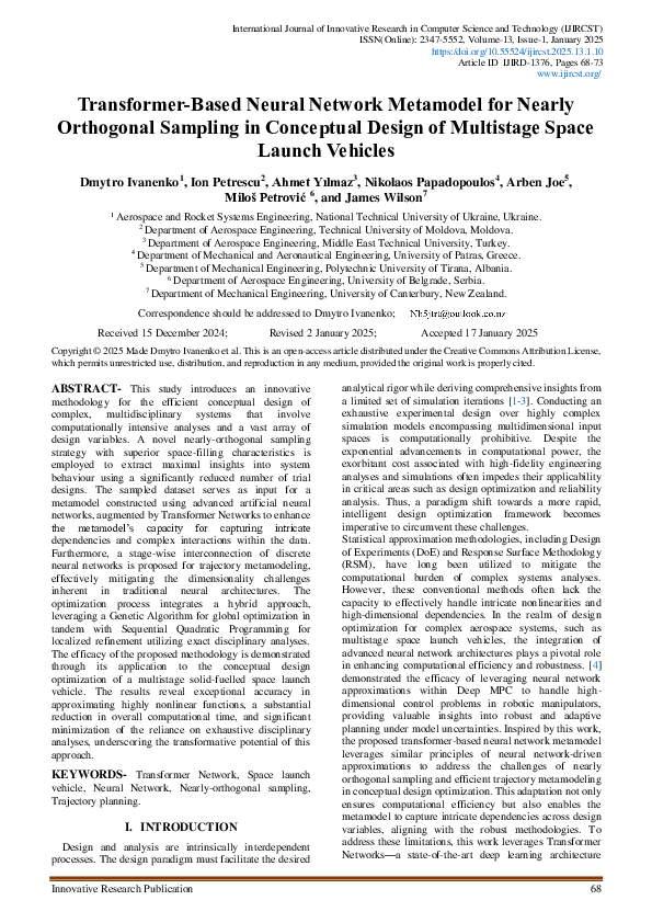(PDF) Transformer Based Neural Network Metamodel for Nearly Orthogonal Sampling in Conceptual Design
