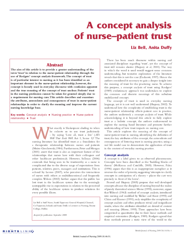 (PDF) A concept analysis of nurse-patient trust