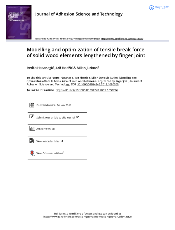 (PDF) Modelling and optimization of tensile break force of solid wood elements lengthened by ...