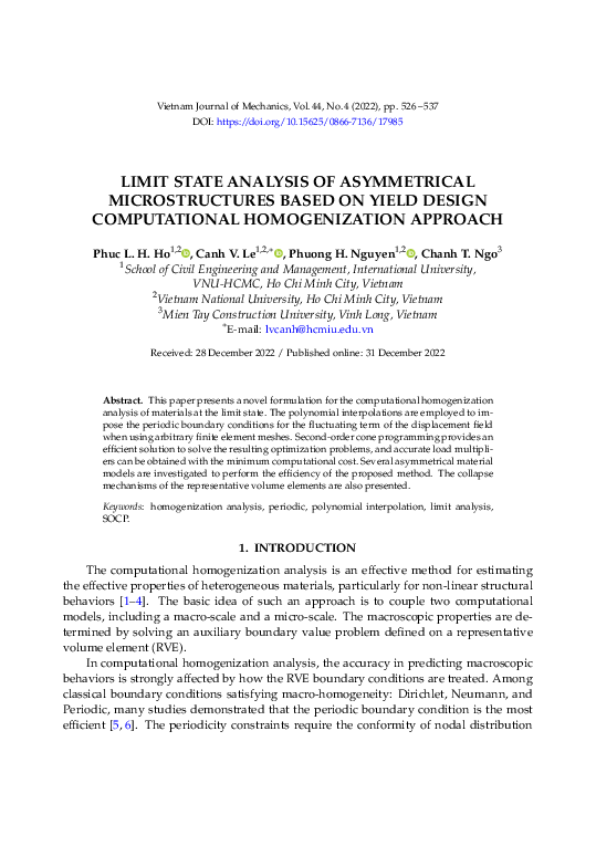 (PDF) Limit state analysis of asymmetrical microstructures based on yield design computational ...