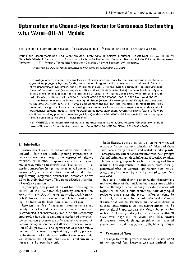 (PDF) Optimization of a Channel-type Reactor for Continuous Steelmaking ...