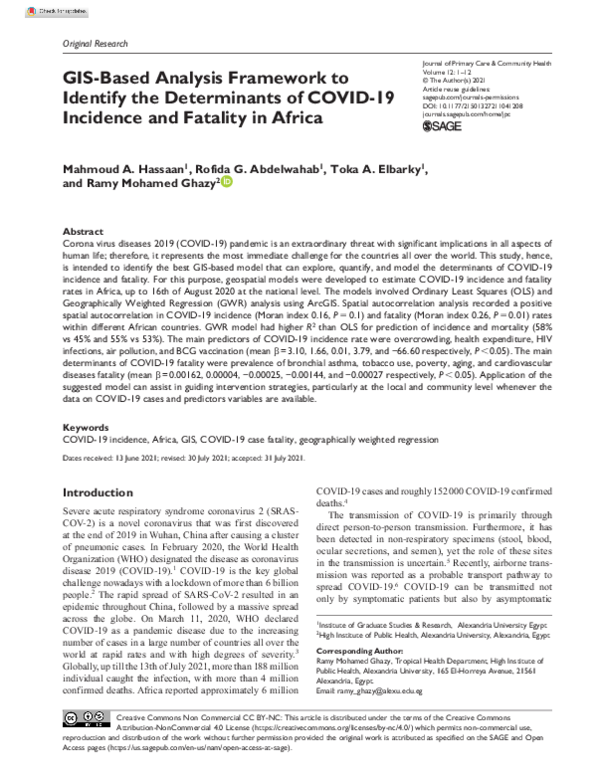 (PDF) GIS-Based Analysis Framework to Identify the Determinants of COVID-19 Incidence and ...