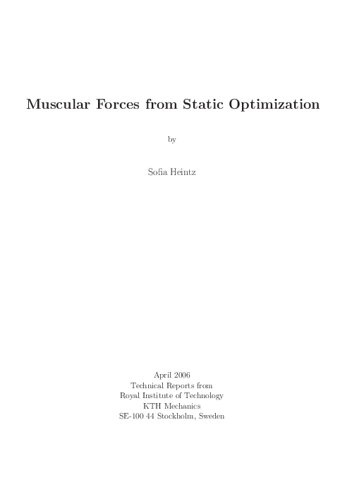 (PDF) Muscular forces from static optimization