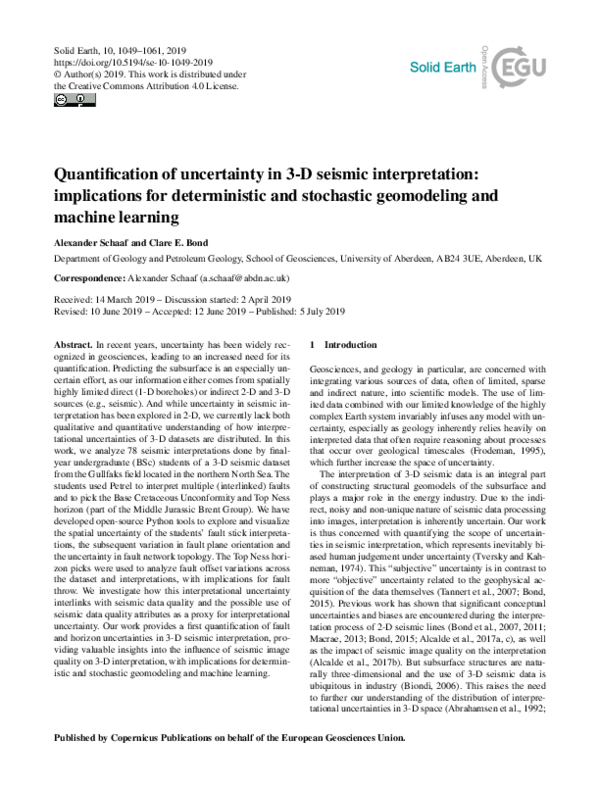 (PDF) Quantification of uncertainty in 3-D seismic interpretation: implications for ...