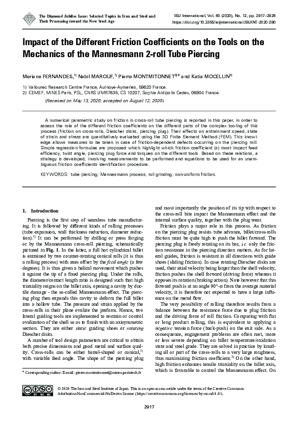(PDF) Impact of the Different Friction Coefficients on the Tools on the Mechanics of the ...