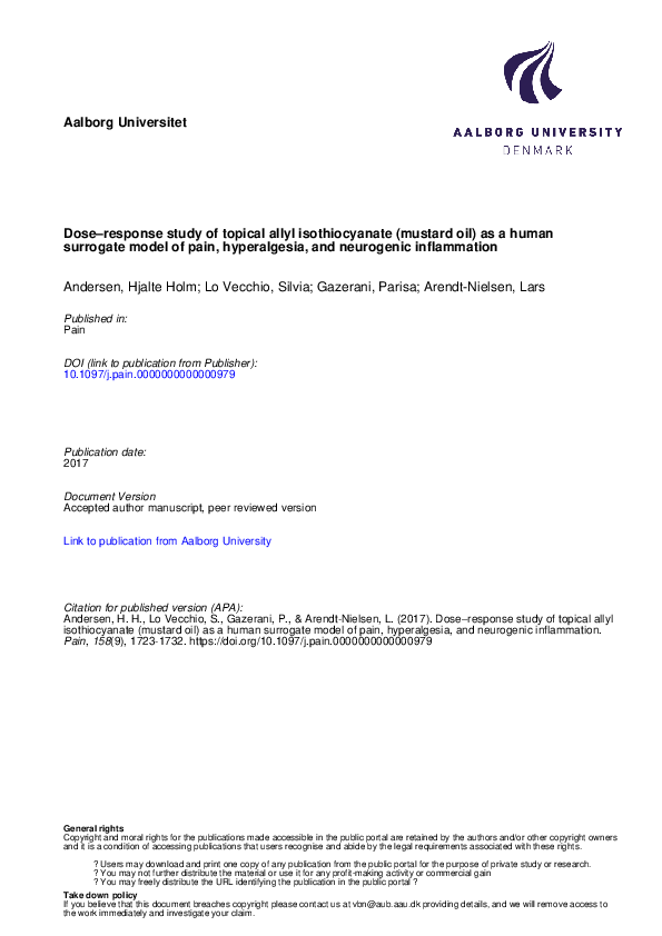 (PDF) Dose–response study of topical allyl isothiocyanate (mustard oil ...