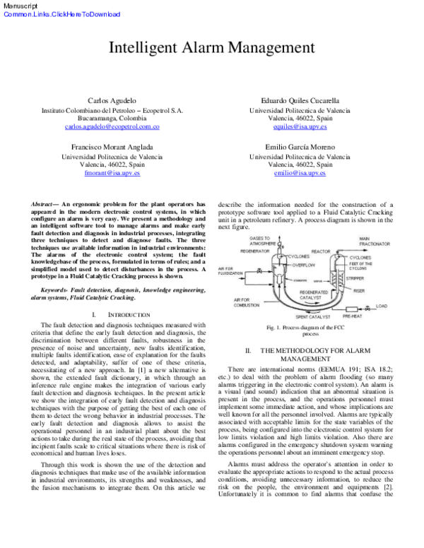 (PDF) Intelligent alarm management