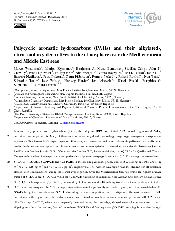 (PDF) Polycyclic aromatic hydrocarbons (PAHs) and their alkylated-, nitro- and oxy-derivatives ...