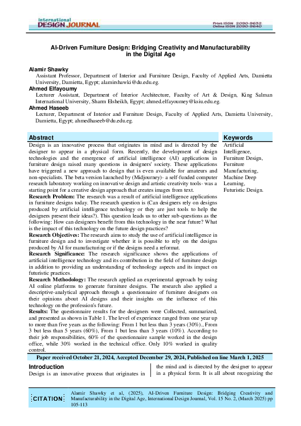 (PDF) AI-Driven Furniture Design: Bridging Creativity and Manufacturability in the Digital Age