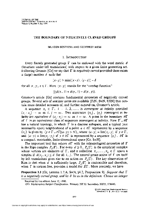 (PDF) The boundary of negatively curved groups