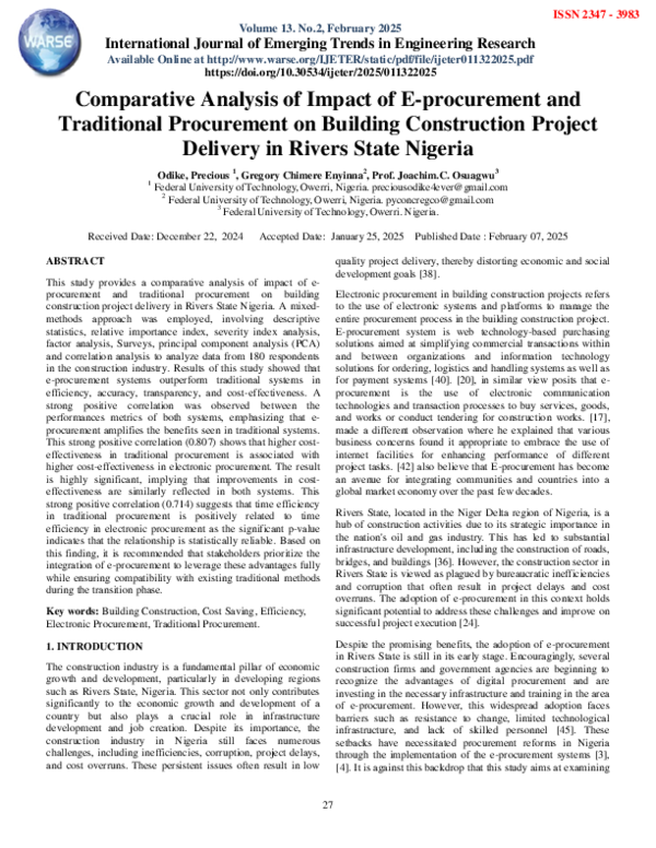 (PDF) Comparative Analysis of Impact of E-procurement and Traditional Procurement on Building ...